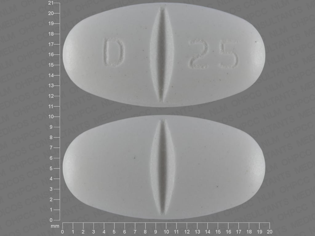 Pill Finder: D 25 White Elliptical / Oval - Medicine.com